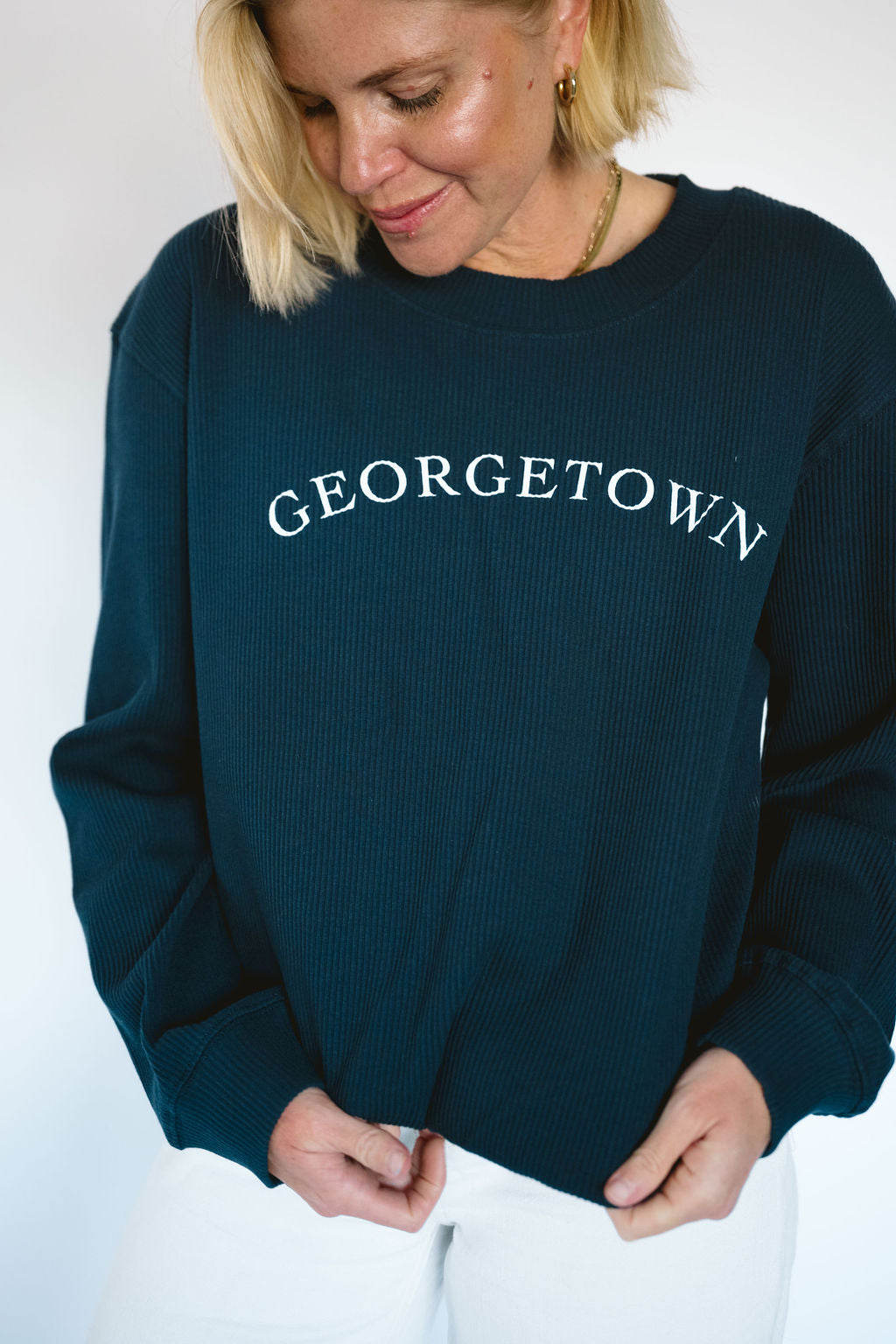 Georgetown - Navy Ribbed Sweatshirt – Boat House Apparel